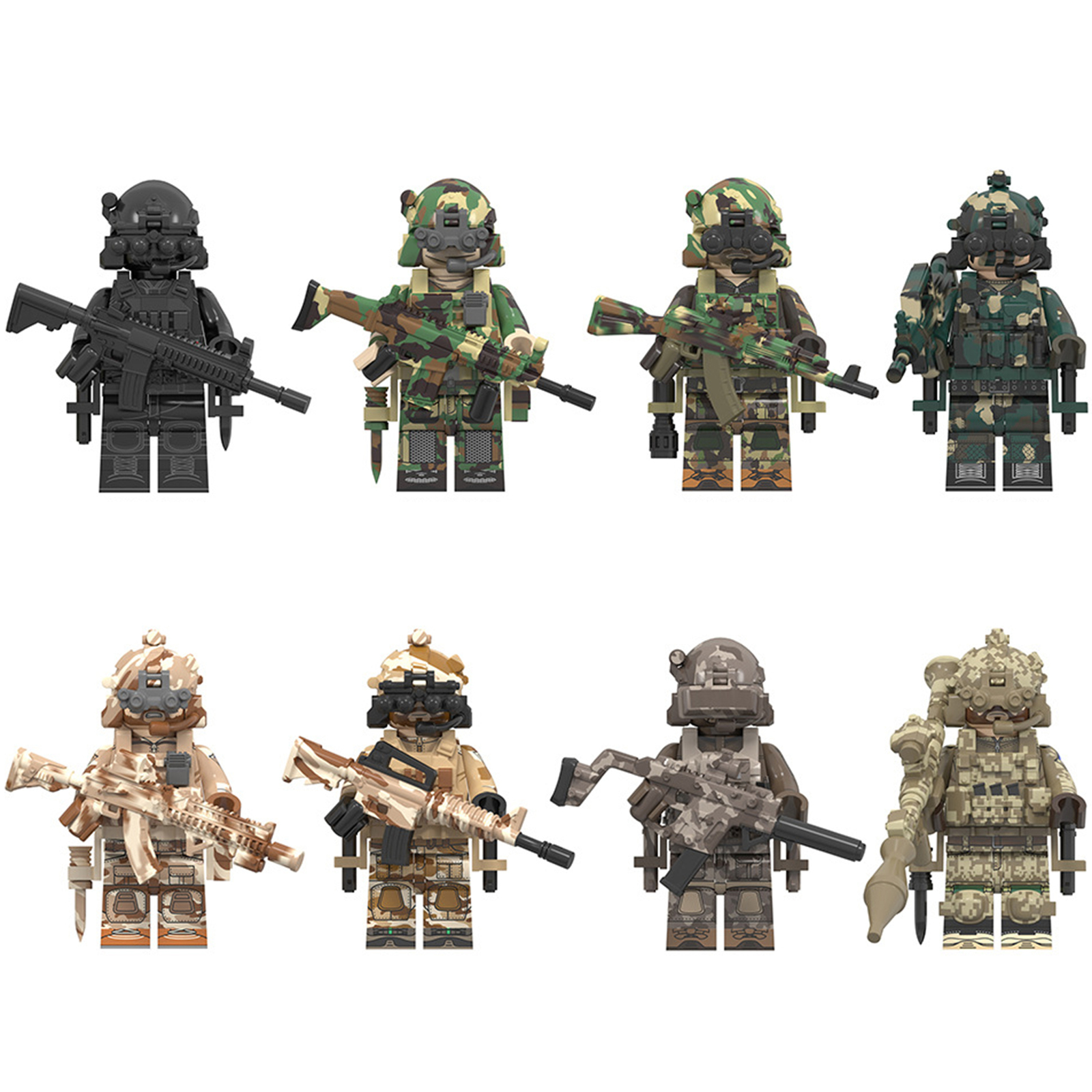 8Pcs CSGO Special Forces Minifigure KSK Alpha Snow Leopard Navy Seal ...
