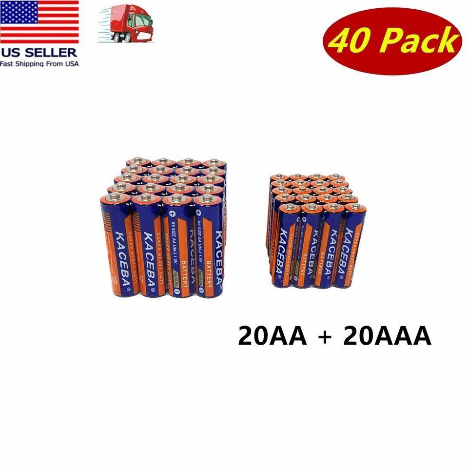 40 Pack AA & AAA Batteries Heavy Duty 1.5v Battery New - Single Use ...
