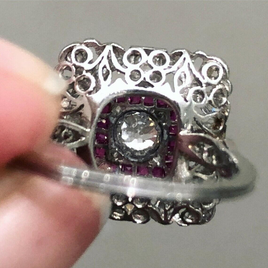 Bezel Set Filigree Ring, Floral Inspire Wedding Ring, Art deco ...