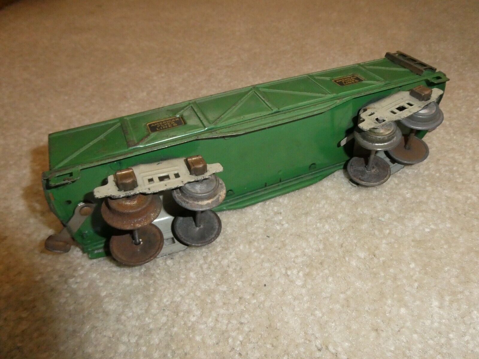 Vintage O Scale Pre-War Metal American Flyer Worn Green Gondola Car 9 ...