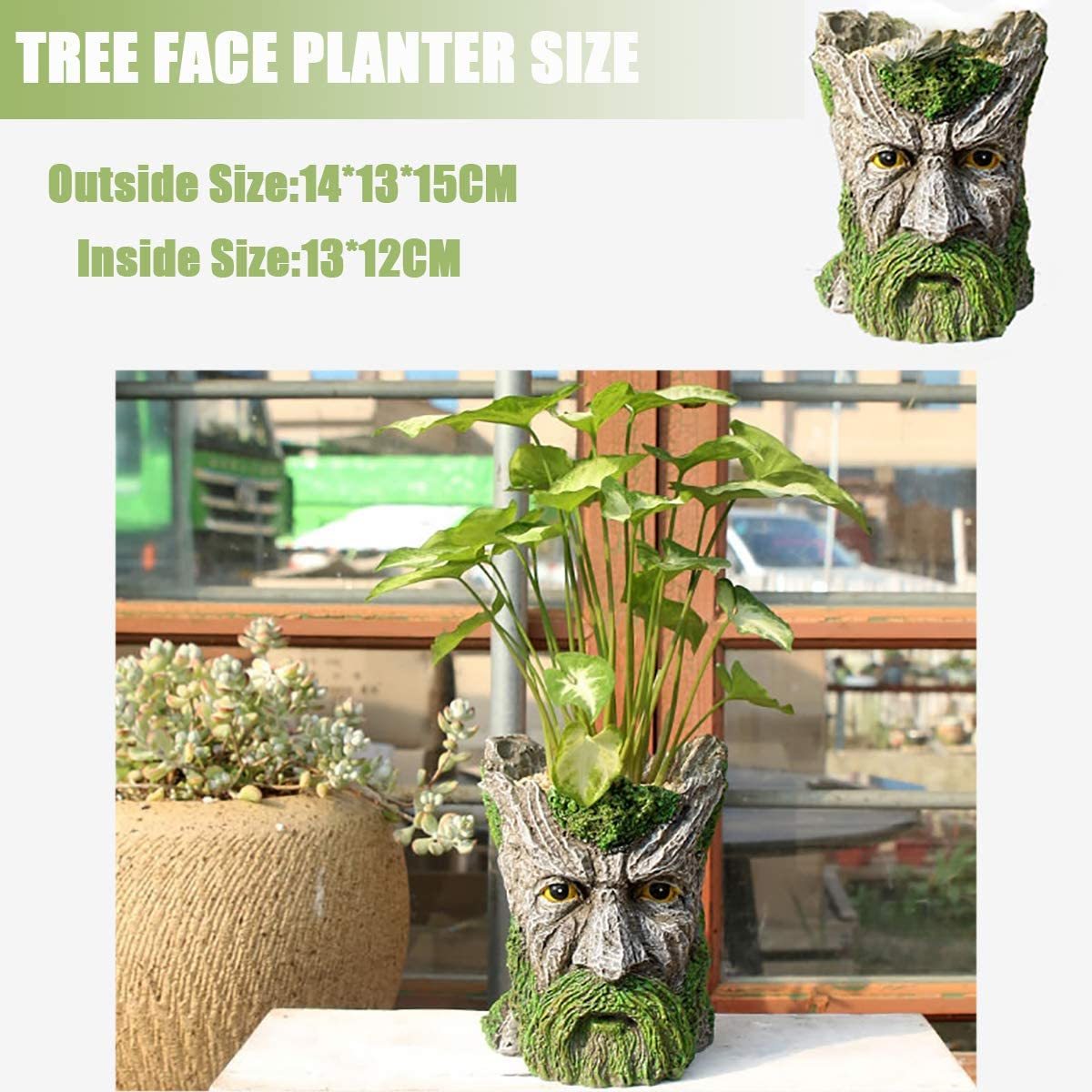 Eiiorpo Tree Face Planter,Head Planter Garden Pots Resin Face Planter ...