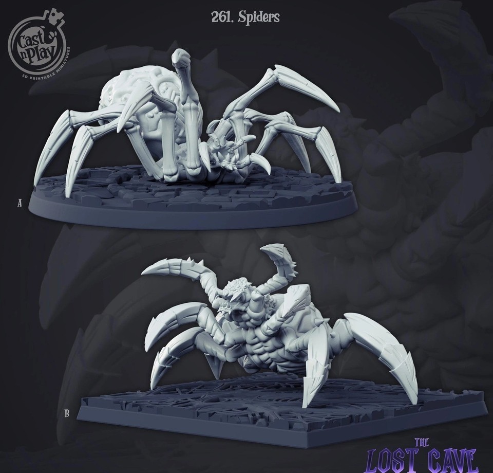 3D Printed Cast n Play Spiders The Lost Cave 28mm 32mm D&D - 28mm