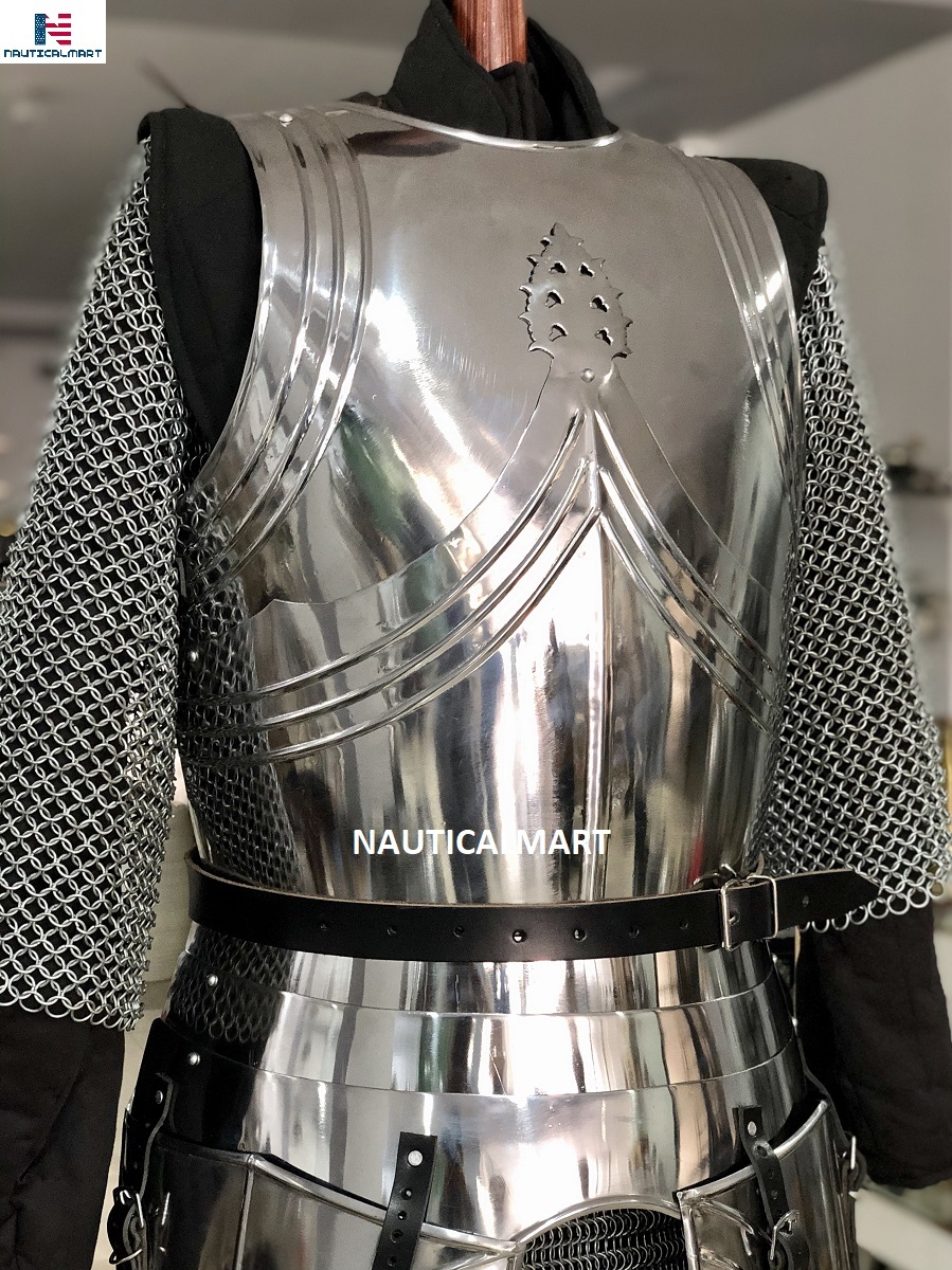 Medieval Steel Knight Gothic Breastplate LARP Chest Cuirass Body Armor ...