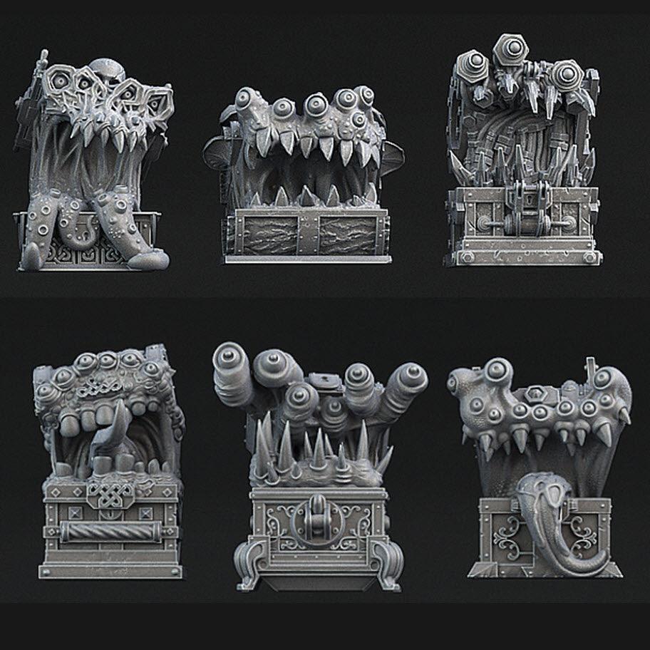 3D Printed Print Your Monsters Mimics Treasure Chests Set 28mm - 32mm D ...
