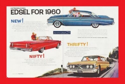 1960 EDSEL RANGER Convertible & Hardtop,VILLAGER Wagon VINTAGE COLOR AD ...