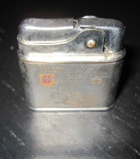 Vintage EVEREADY West Germany Lighter Etched Map Emblem Petrol Lighter ...