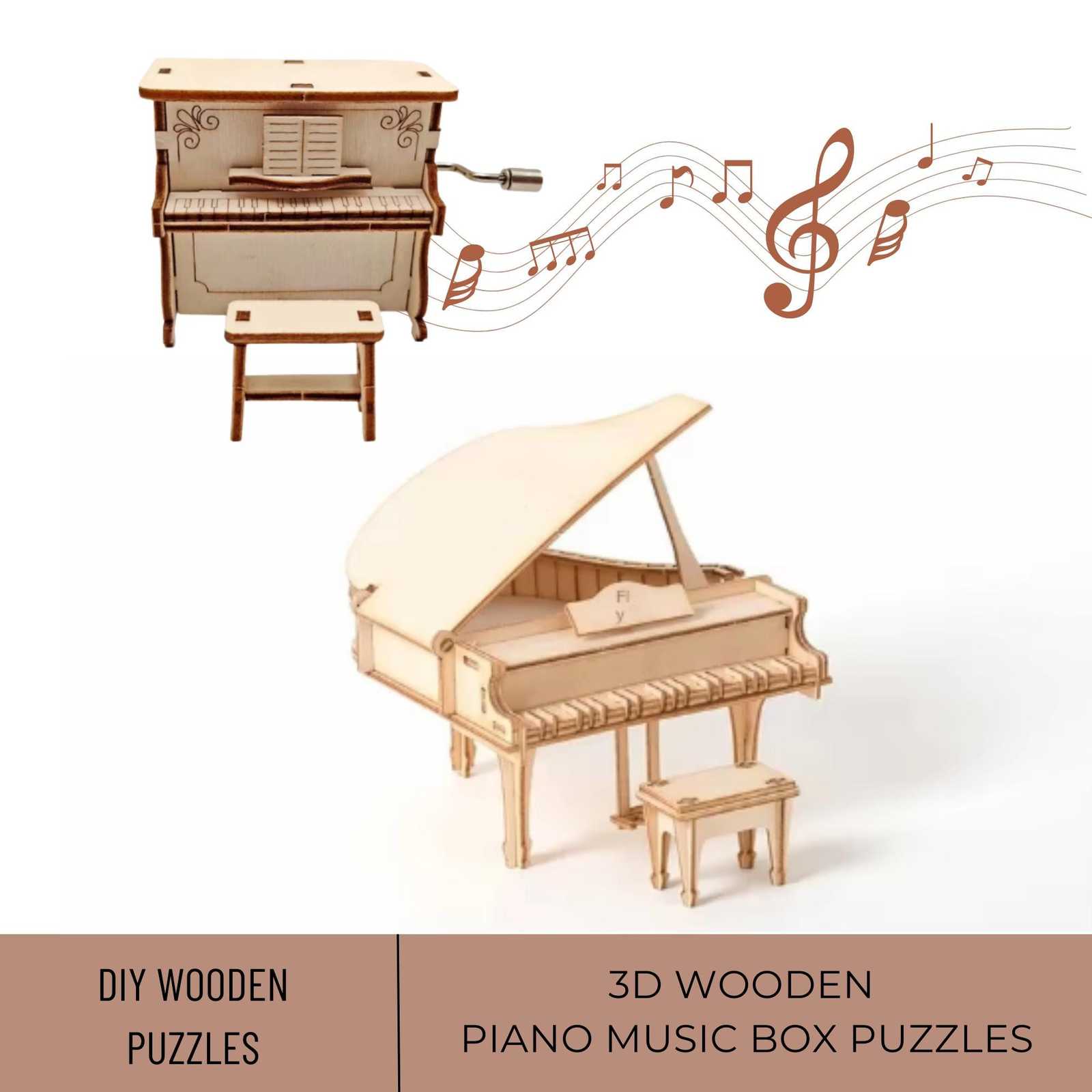 DIY 3D Wooden Puzzle Piano Music Box, DIY Musical Model Kit, Wooden ...