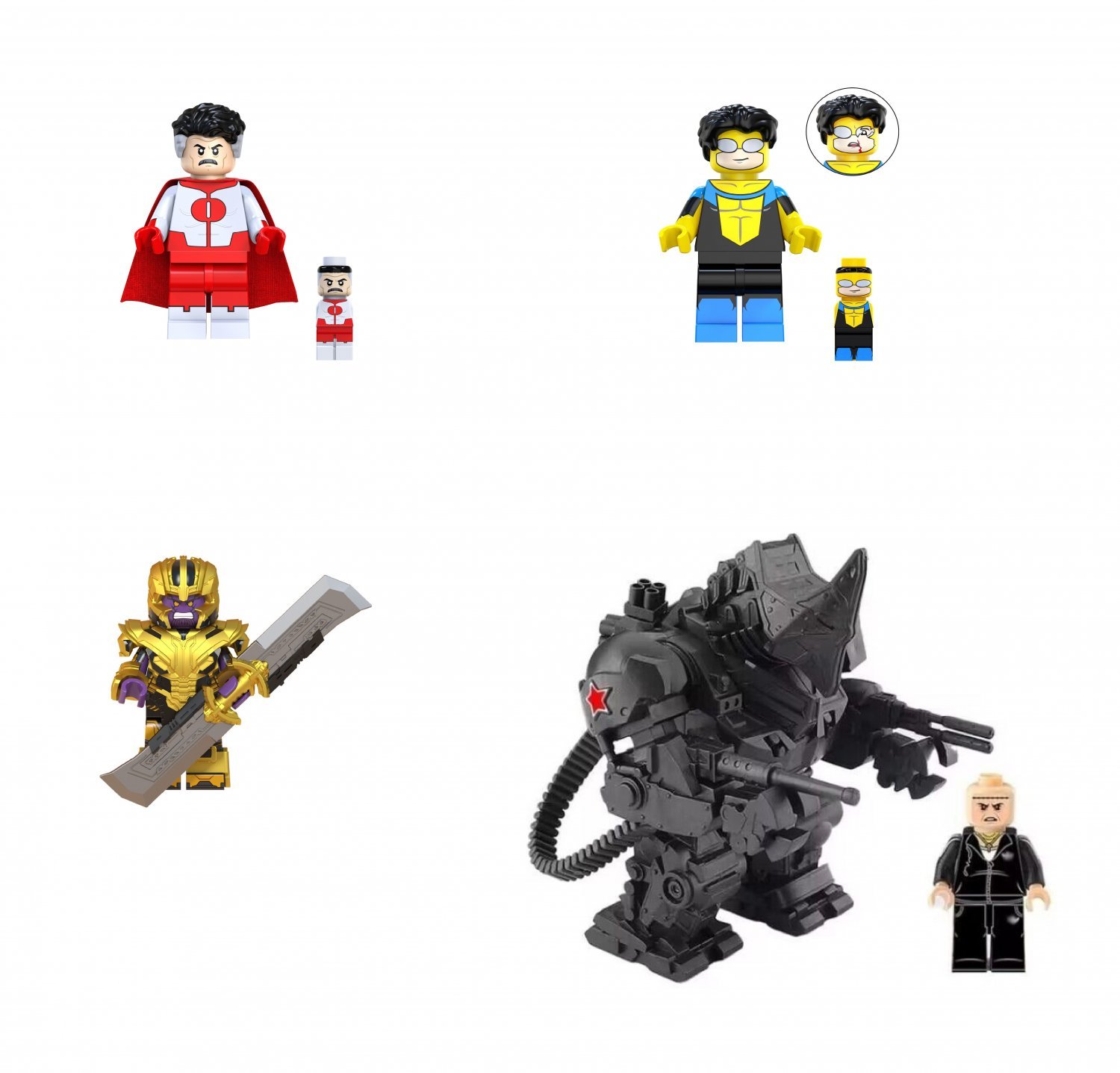 Invincible Omni man and Thanos Rhino Minifigures New Superhero Sets ...
