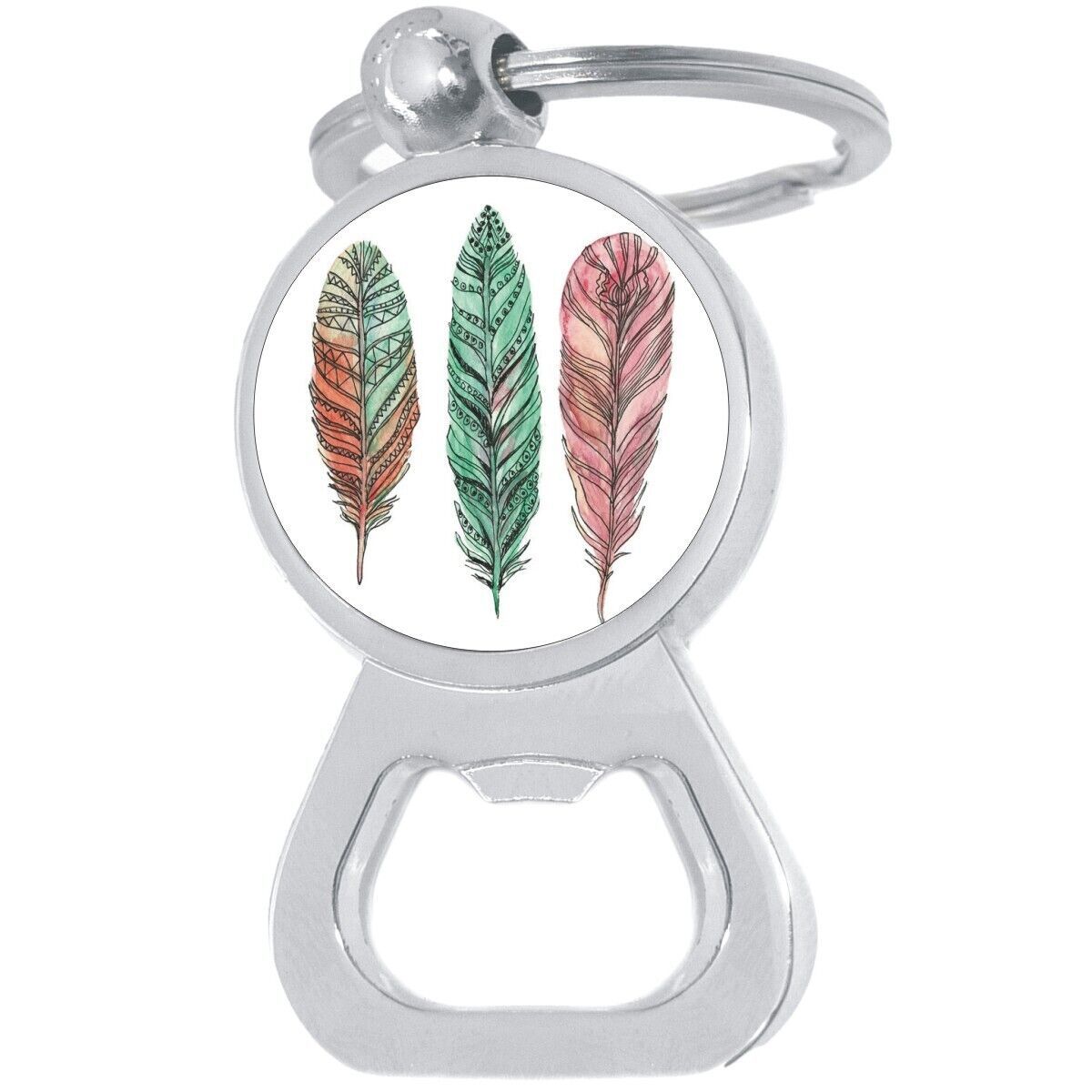 Feathers Colorful Bottle Opener Keychain - Metal Beer Bar Tool Key Ring ...
