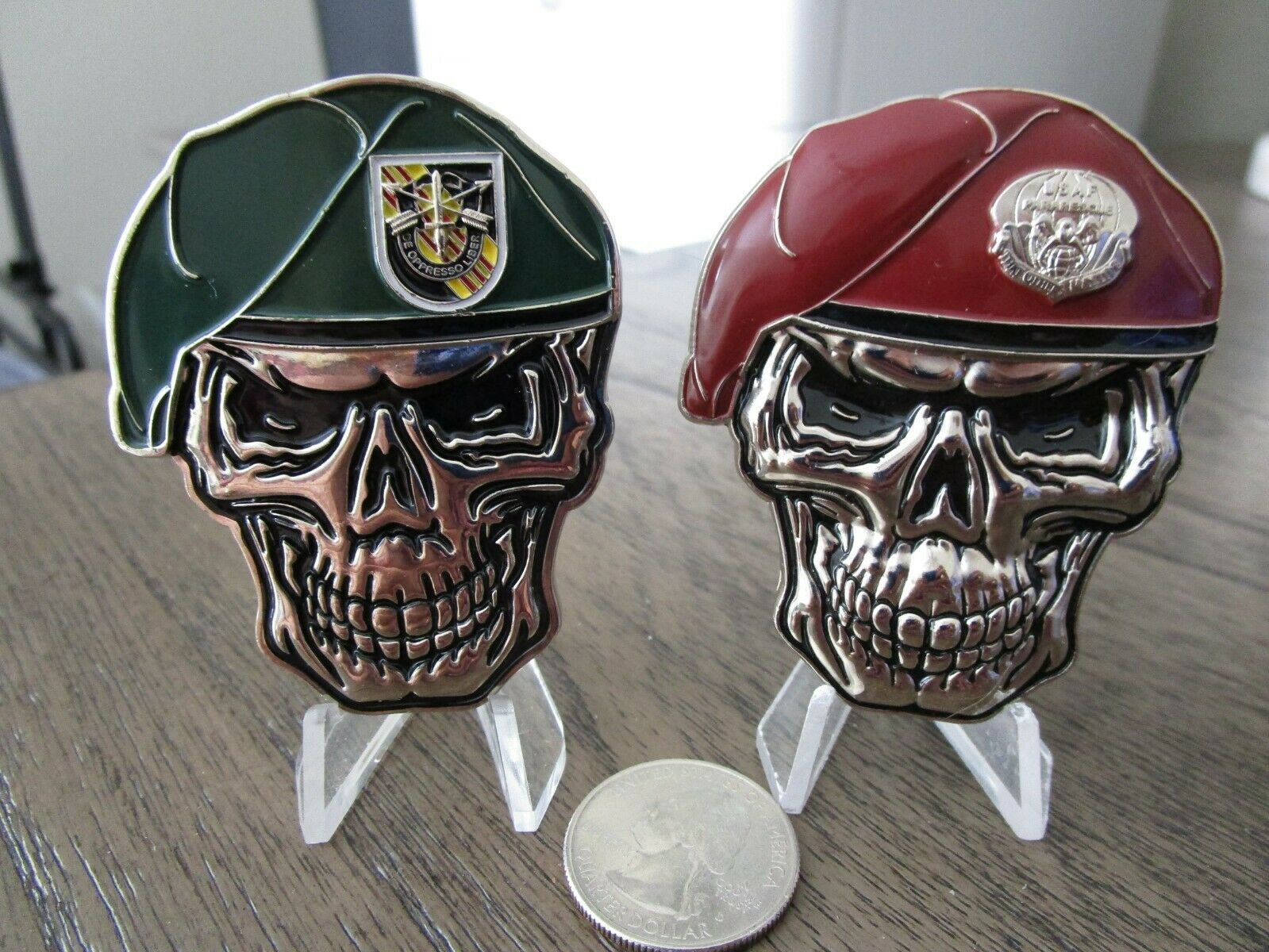 Lot of 2 Skull Challenge Coins USAF Pararescue PJs Creed & US Army ...