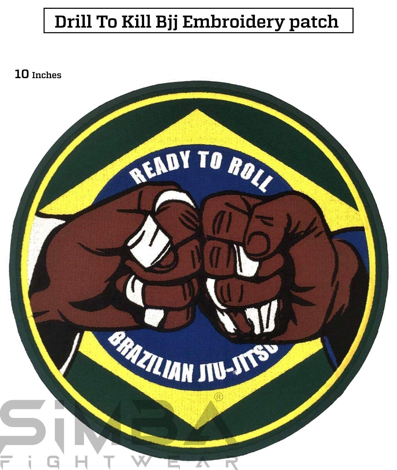 10 Inches READY TO ROLL Bjj Embroidery Patch Brazilian Jiujitsu Kimono ...