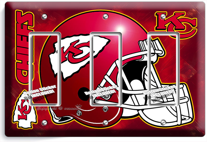 KANSAS CITY CHIEFS FOOTBALL TEAM TRIPLE GFCI LIGHT SWITCH WALL PLATE ...