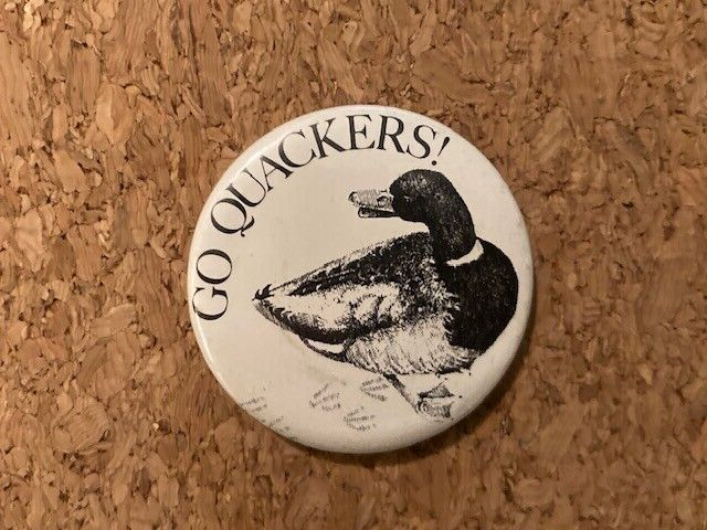 Vintage Go Quackers Mallard Duck Humor Pinback Pin 1.5" - Other
