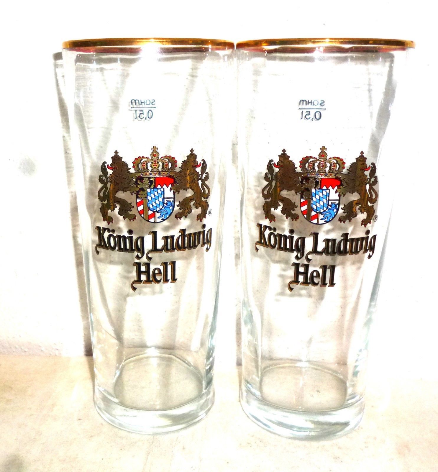 2 King Ludwig Hell Kaltenberg 0.5L German Beer Glasses - Germany