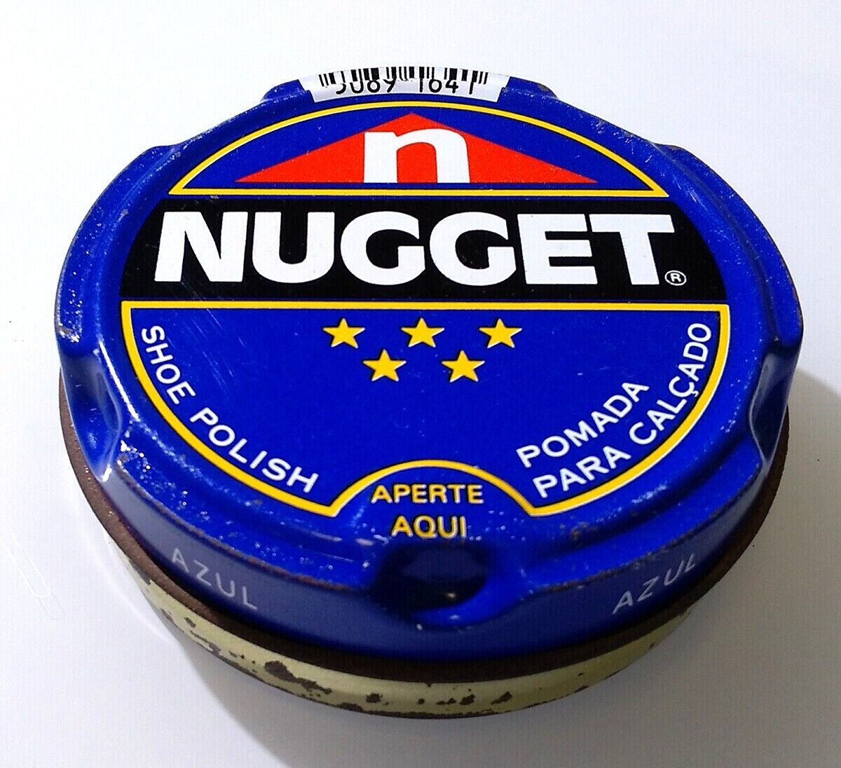 NUGGET BLUE Vintage Grease Shoe Polish Cirage Tin Can Full Portugal 90 ...