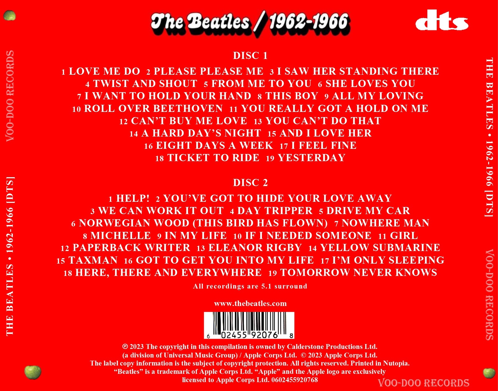The Beatles - 1962-1966 Red Album [DTS] 2-CD 5.1 Surround 2023 Atmos ...