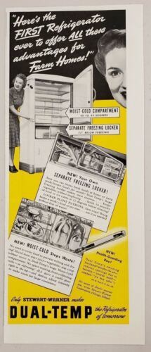 1941 Print Ad Stewart-Warner Dual Temp Refrigerators Freezing Locker ...