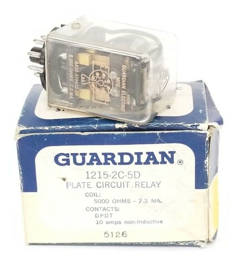 NIB GUARDIAN 1215-2C-5D PLATE CIRCUIT RELAY 12152C5D PLATE CIRCUIT ...