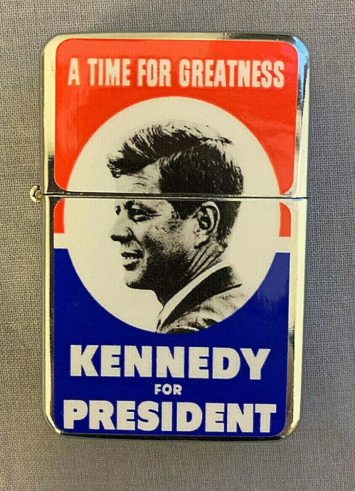 President John F. Kennedy D2 Flip Top Oil Lighter Windproof - Tobacciana