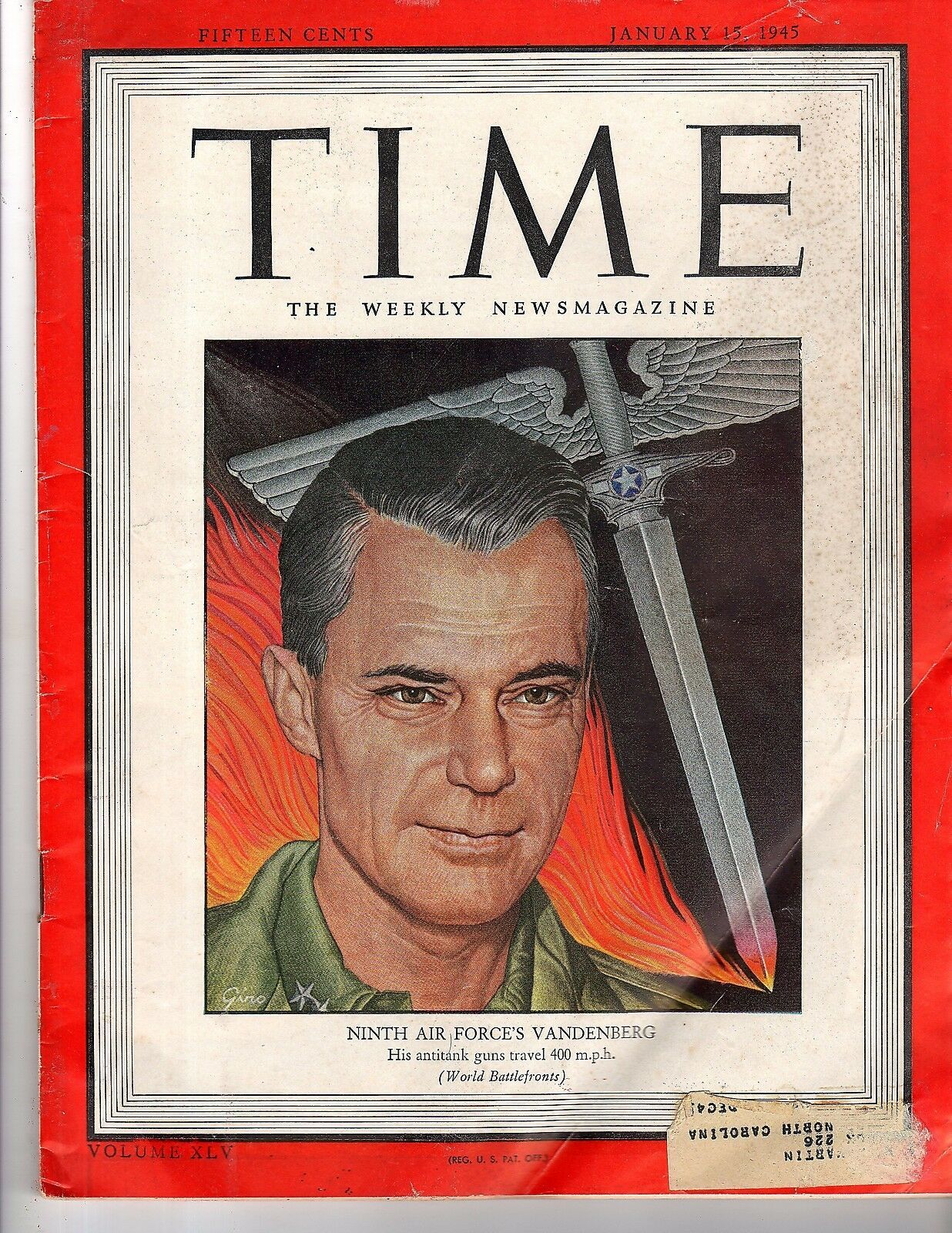 Time Magazine 1945 January 15, Ninth Air Force's Vandenberg, WWII ...