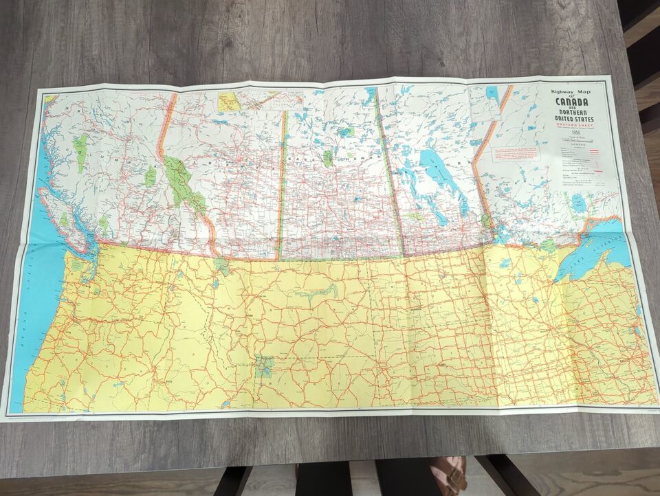 Highway Map of Canada & Northern United States by Candian Gov. Travel ...