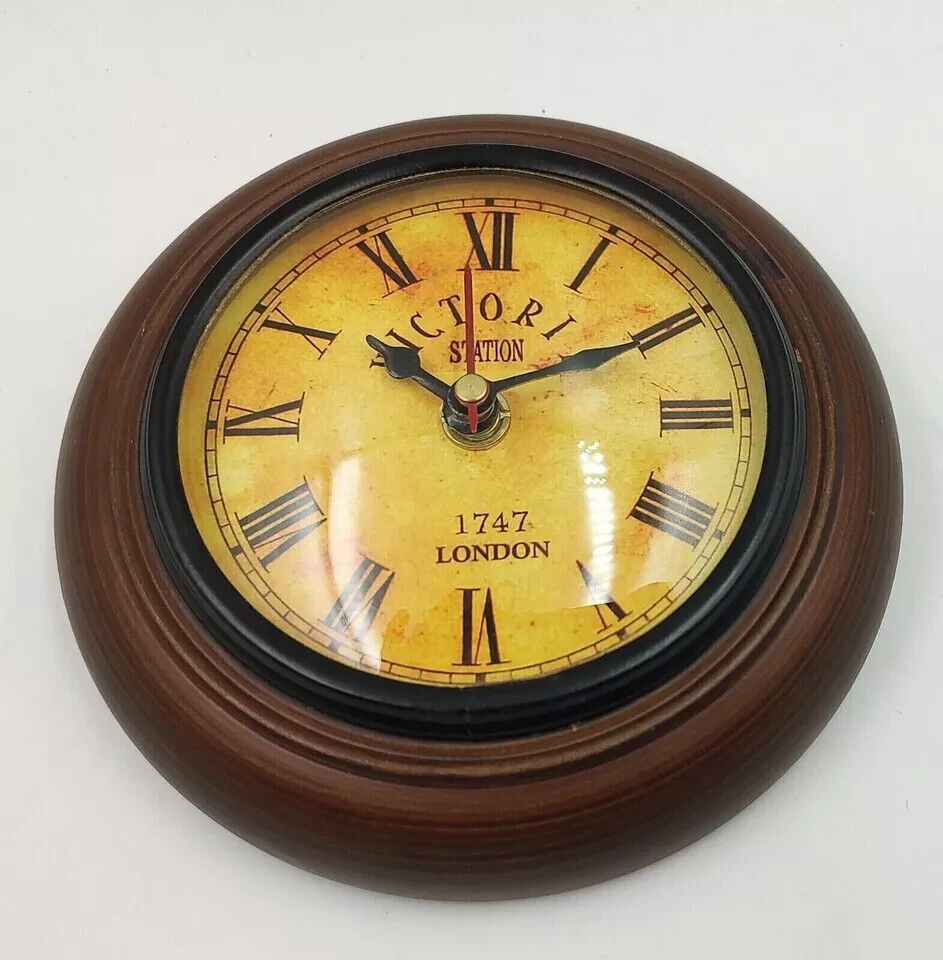 Vintage Antique Wood Wall Clock Small Clock Battery operated study room ...
