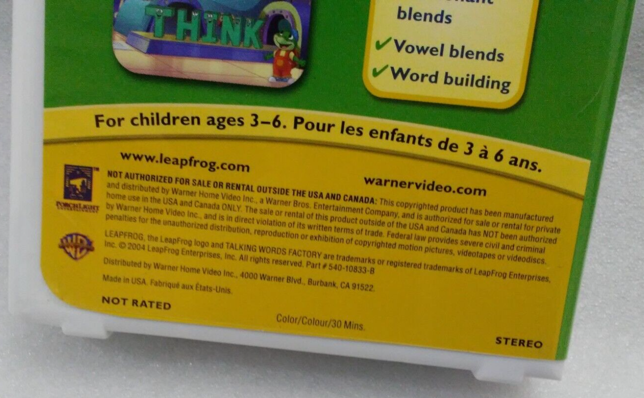 VHS Leap Frog - Code Word Caper 2 (VHS, 2004, Bullet Case, Warner Home ...