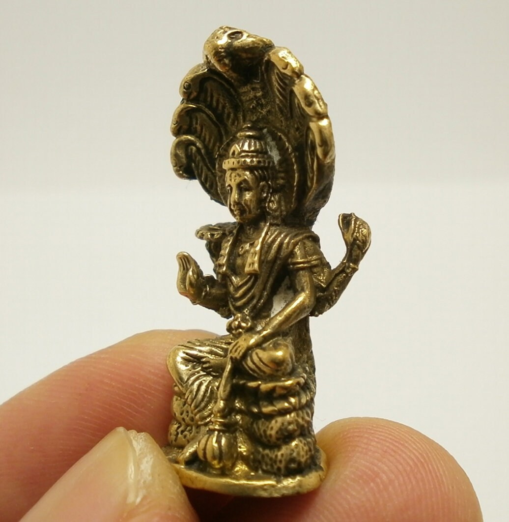 Lord Vishnu mini amulet the preserver Hindu god Trimurti amulet blessed ...