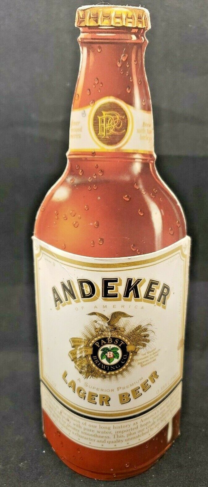 1970's Andeker Lager Beer Bottle Sign Table Bar Pub Tavern Adv Sign ...