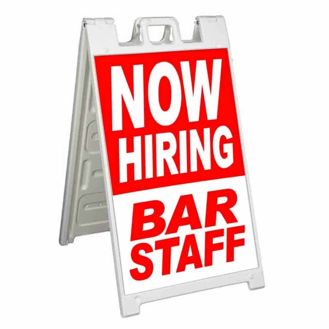 NOW HIRING BAR STAFF Signicade 24x36 Aframe Sidewalk Sign Banner Decal ...