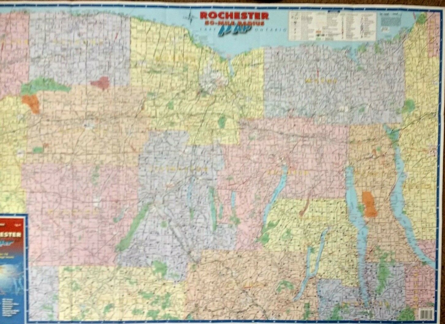 Rochester NY 50 Mile Radius Laminated Wall Map (TMS) - US