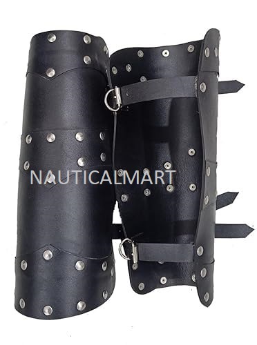 Medieval Leg Guards Leather Leg Greaves Black Leather Greaves Arming ...