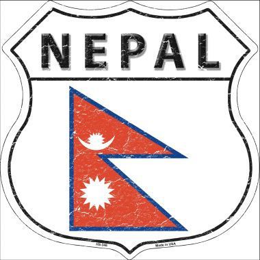 Nepal Country Flag Highway Shield Metal Sign HS-346 - Plaques & Signs