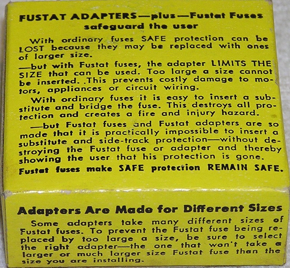 Box of 4 Buss SA 8 Fustat Fuse Type S Adapter for 7 or 8 Amp Fustat ...