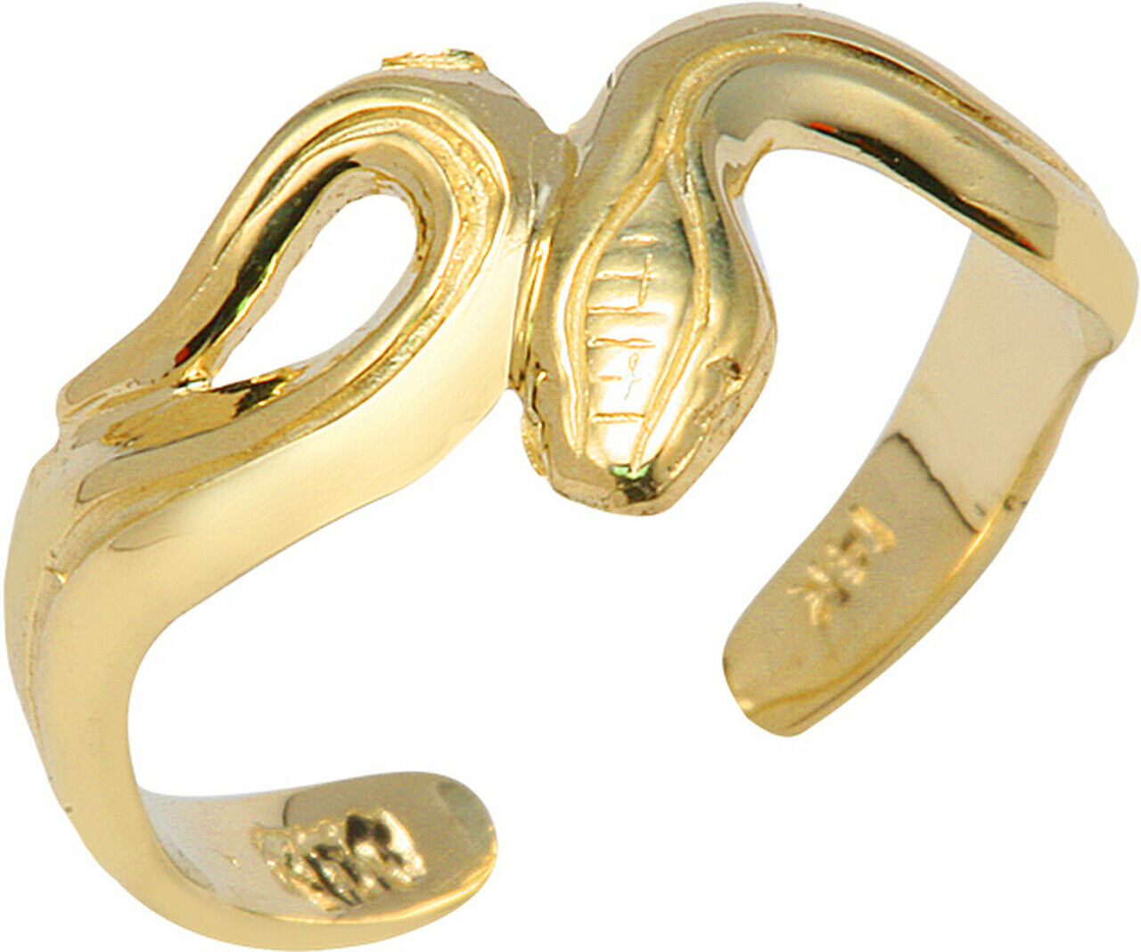Yellow Gold Snake Toe Ring Adjustable in 10K and 14K - Knuckle Ring - Rings