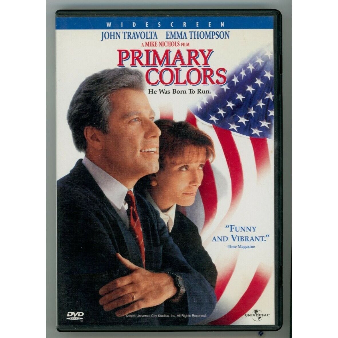 PRIMARY COLORS on DVD, John Travolta, Emma Thompson, ©1998, Universal ...