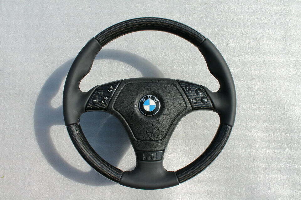 BMW E38 E39 E46 M3 E53 X5 Sport Carbon fiber & Leather steering wheel ...