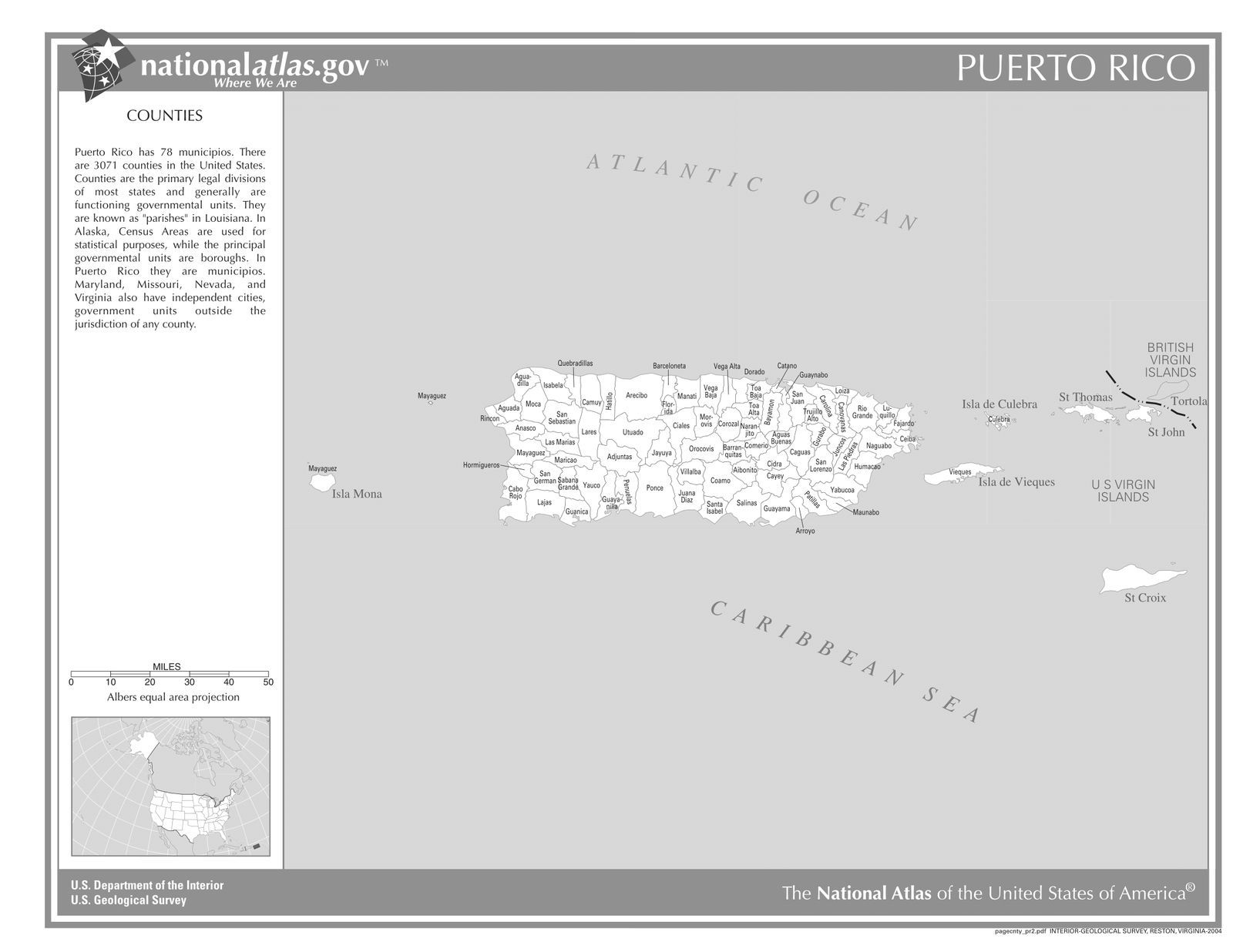 Puerto Rico Counties Laminated Wall Map - Maps & Atlases
