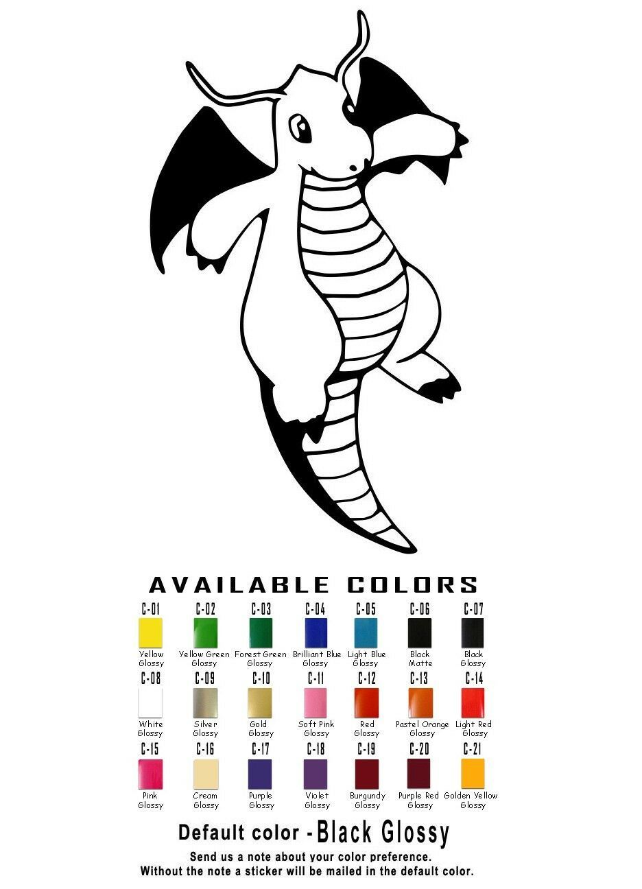 Pokemon Dragonite Vinyl Decal Sticker Car Window Design laptop Pokémon ...