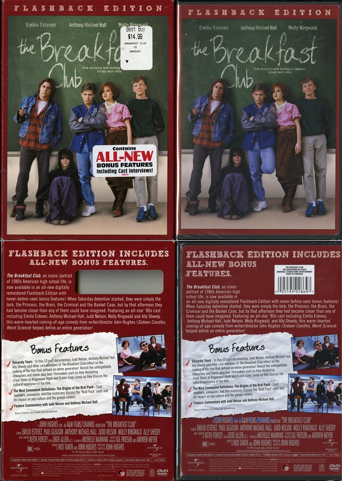 BREAKFAST CLUB DVD MOLLY RINGWALD ALLY SHEEDY UNIVERSAL VIDEO SLIP ...