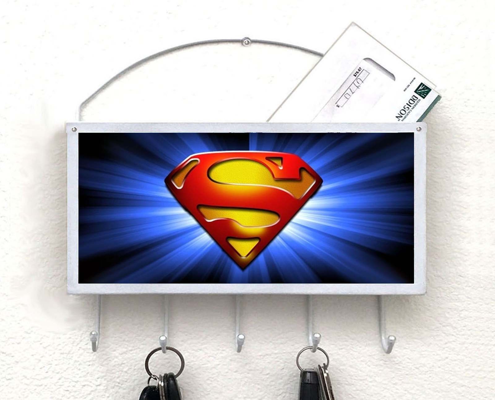Superman Logo Mail Organizer, Mail Holder, Key Rack, Mail Basket ...
