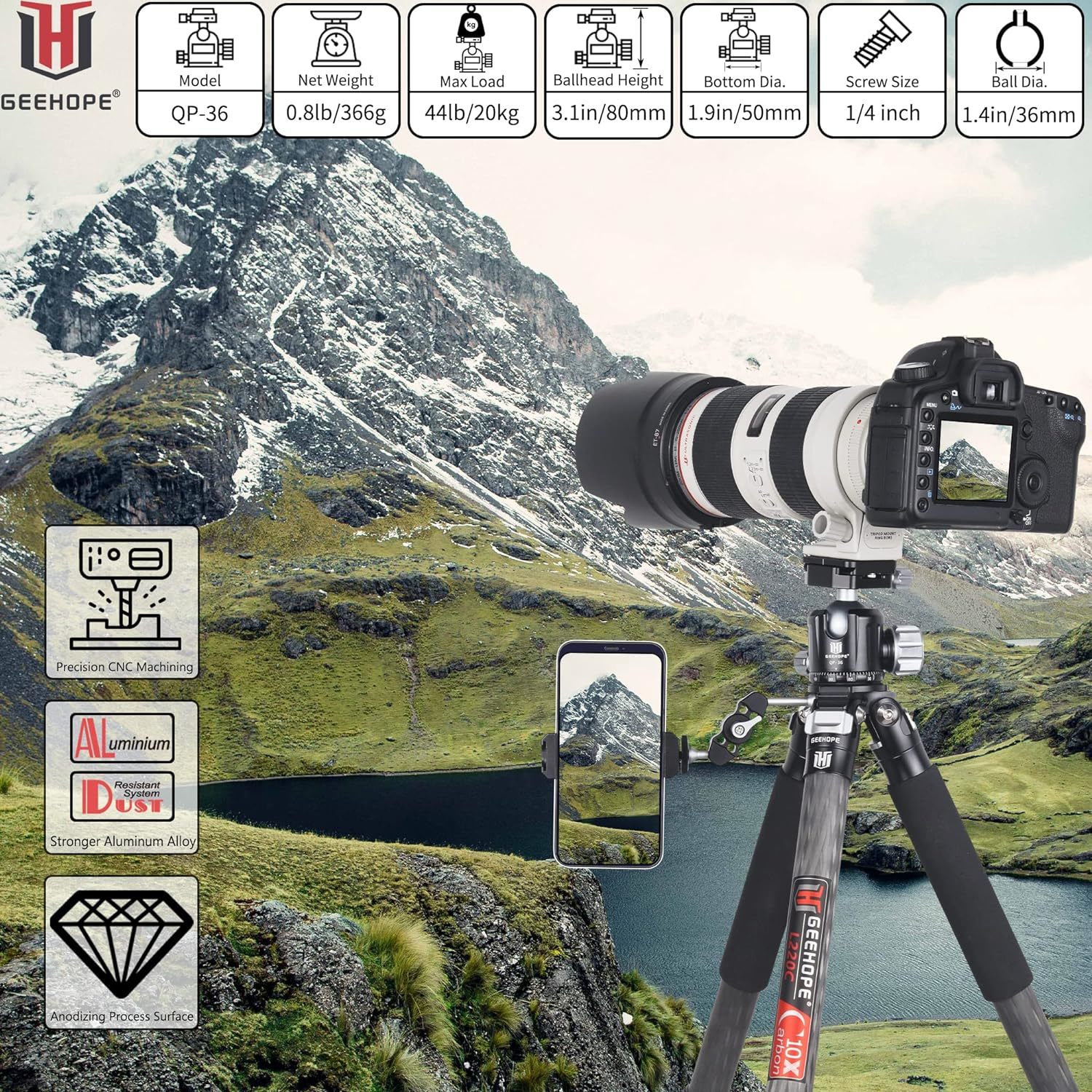 The Arca Swiss Quick Release Plate Max Load 44Lb/20Kg Geehope Qp-36 Low ...