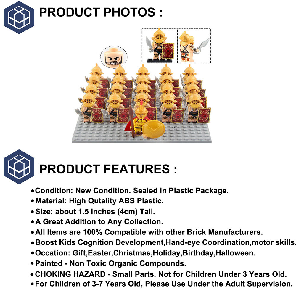 Medieval Ancient Roman Gladiators Army Set 21 Custom Minifigures Toys ...