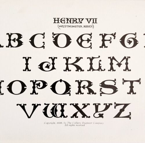 Henry VII Westminster Font Example 1899 Victorian Craft Drawing ...