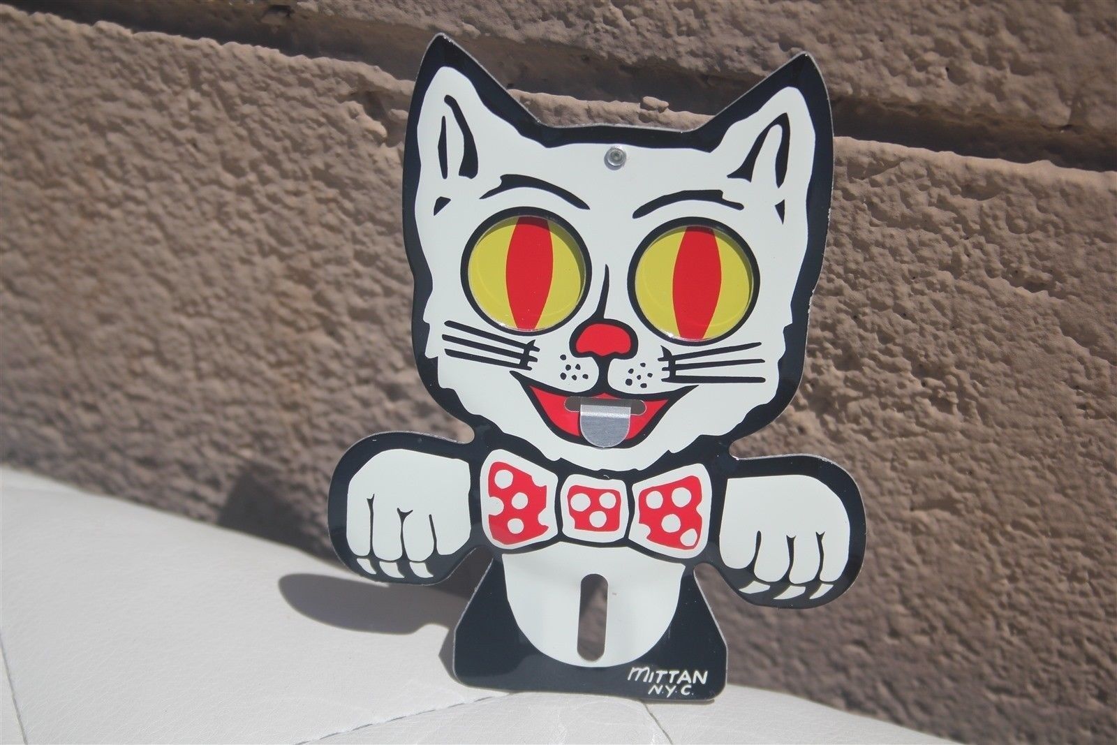 Kitty Cat Eyes License Plate Tag Topper Ornament Custom Truck Hot Rat ...