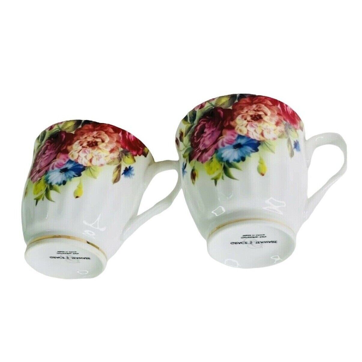 Graceware Grace's Teaware Coffee or Tea Cups Pink and Blue Floral ...