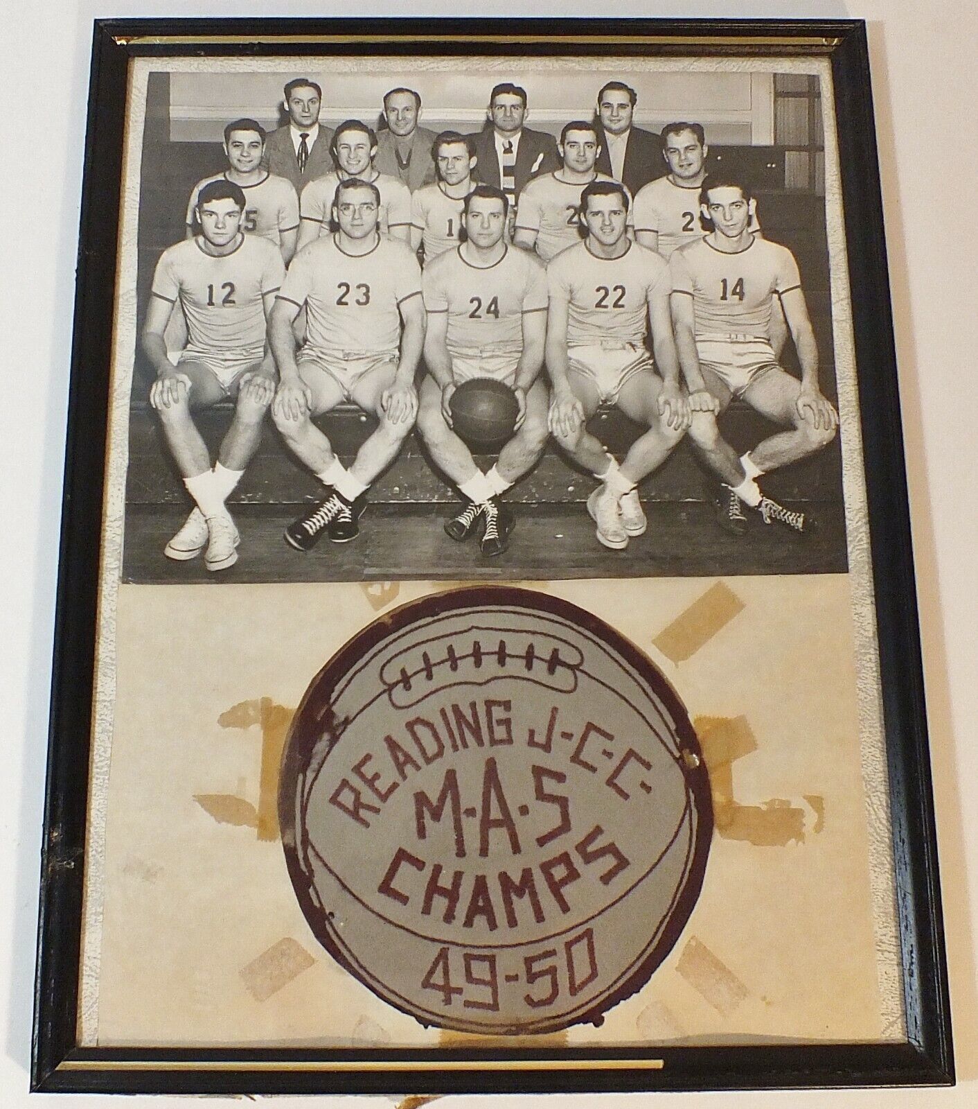 1949-50 FOOTBALL Champs Team PHOTO Reading, Mass High School with round ...