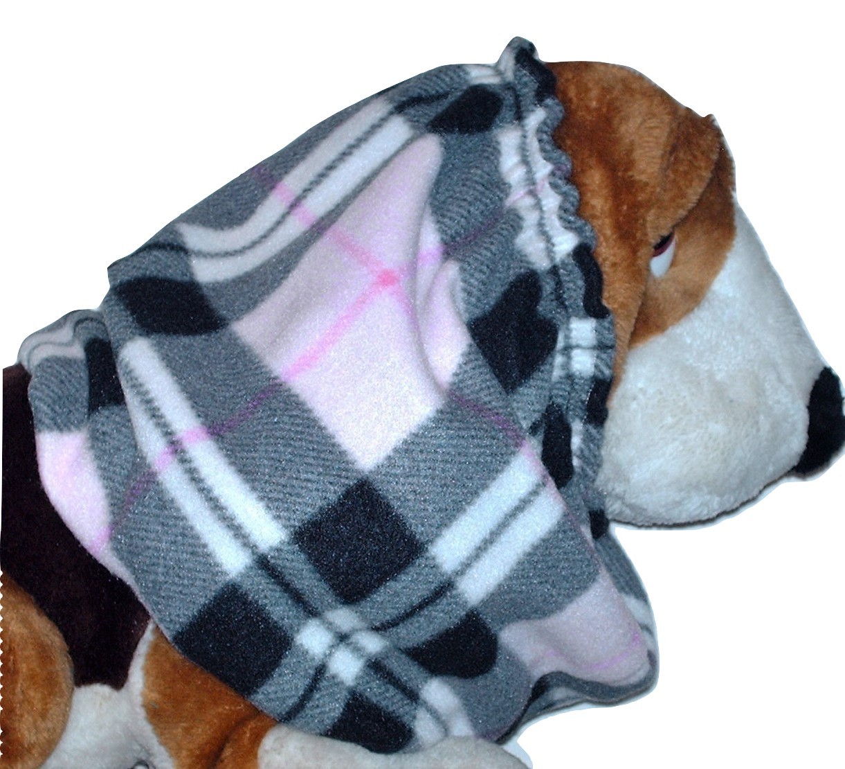 Pink Black White Plaid Fleece Dog Snood - Clothing & Shoes