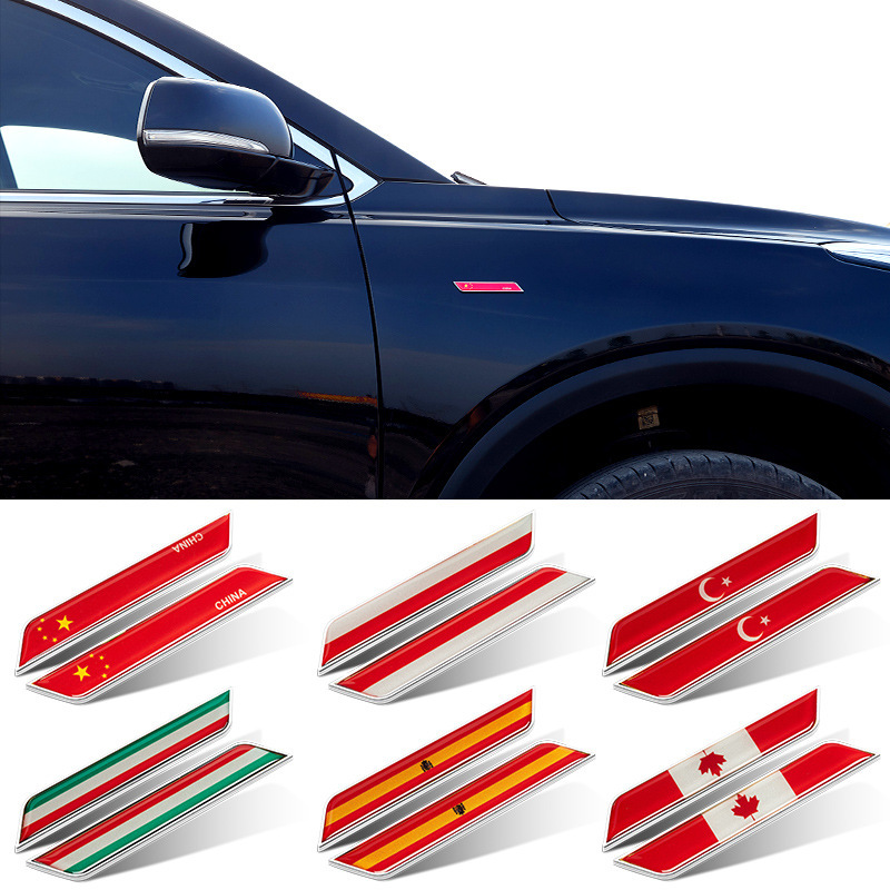 Car Chinese Flag Side Label Car Sticker Italian Metal Fender 3D ...