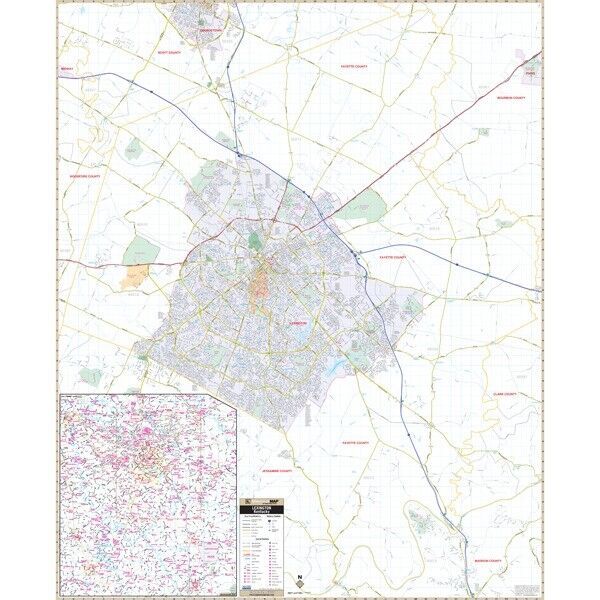 Lexington & Fayette Co, KY Wall Map - Maps & Atlases